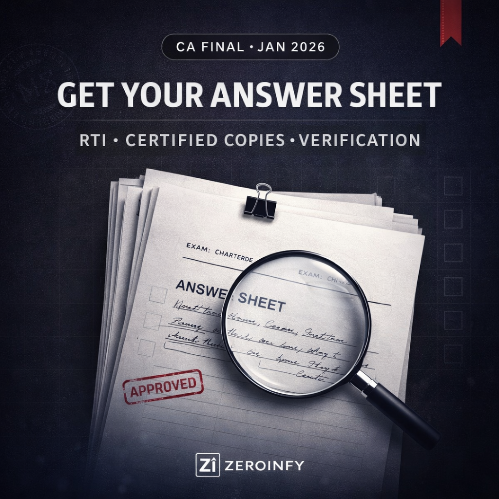 CA Final Jan 2026 Answer Sheet Guide: RTI ₹10, Certified Copies ₹100 ...